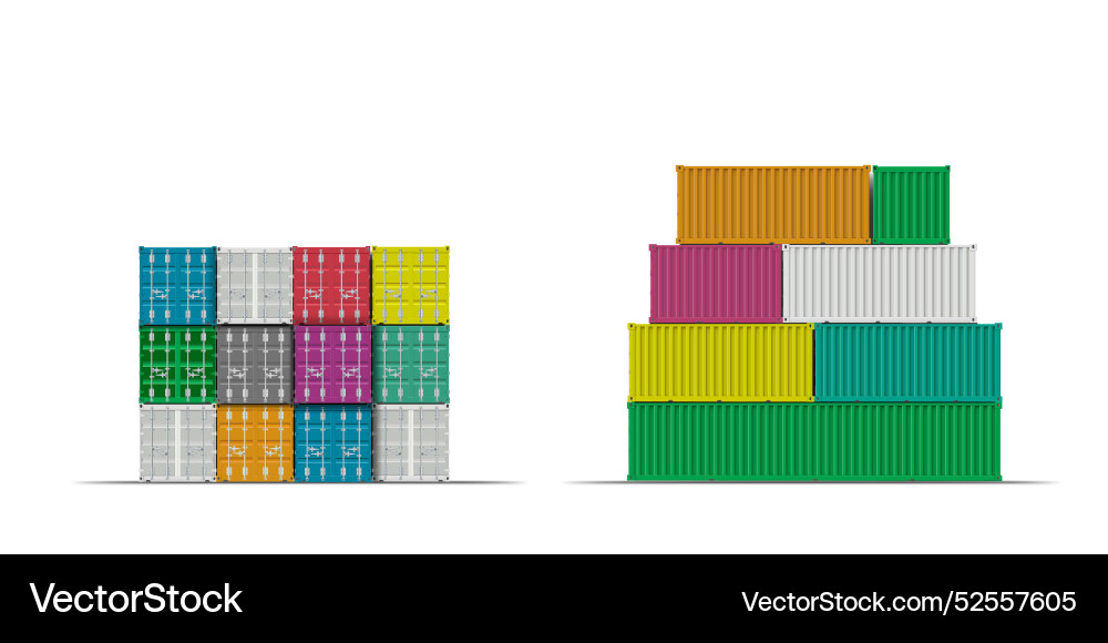 Cargo ship containers different colors stack Vector Image