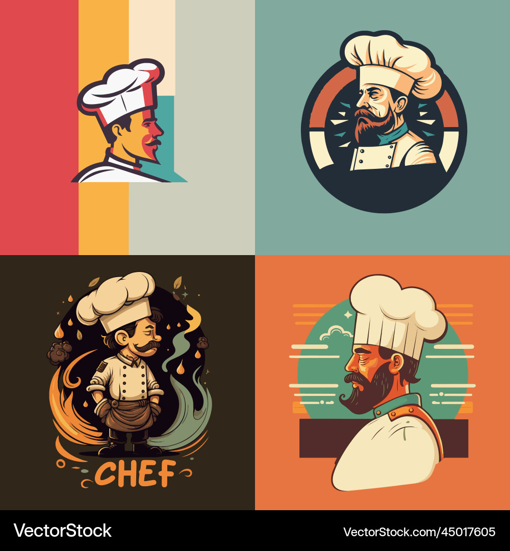 Chef man with cook hat logo mascot fo Royalty Free Vector