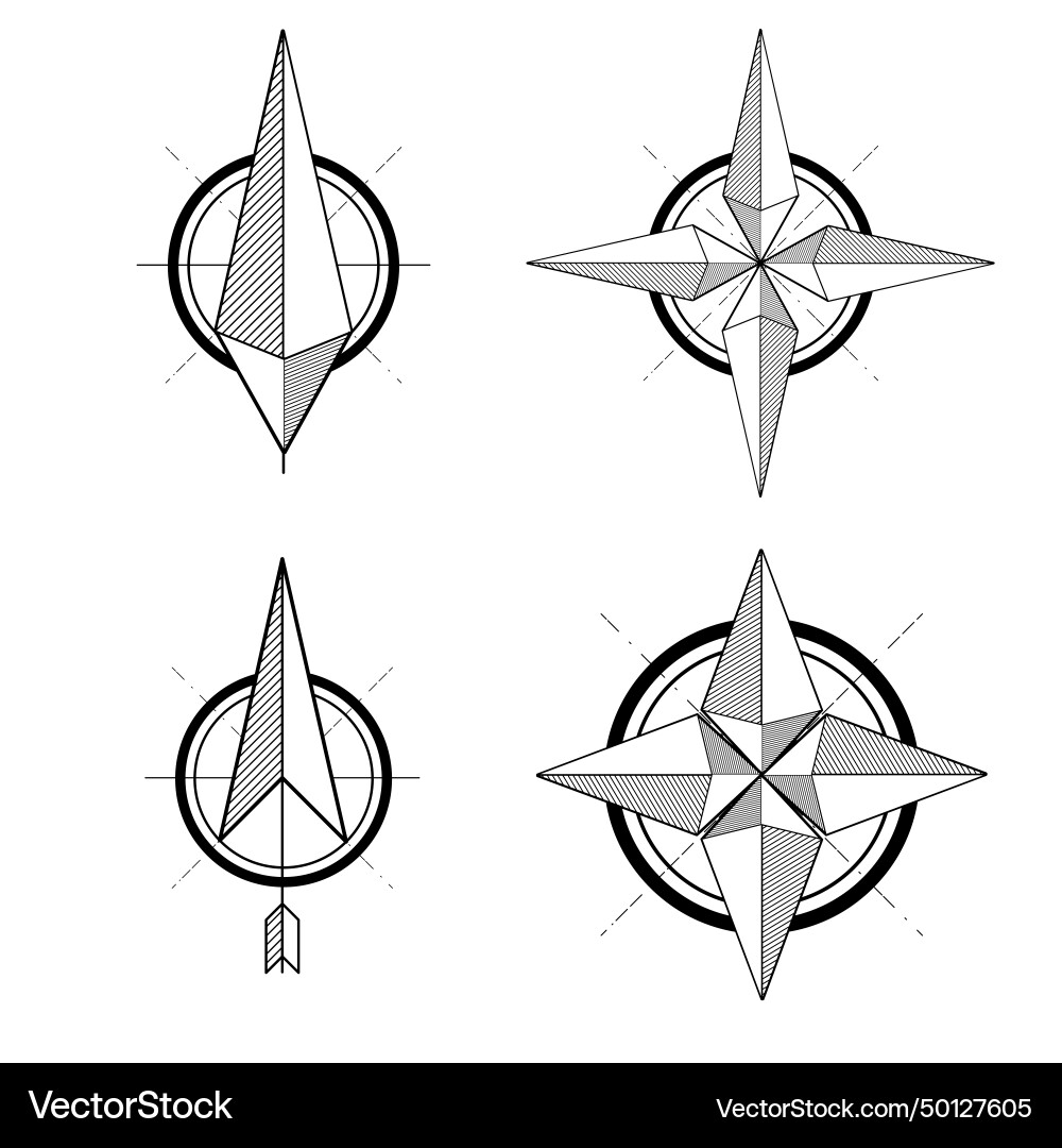 Circle compass arrows set Royalty Free Vector Image