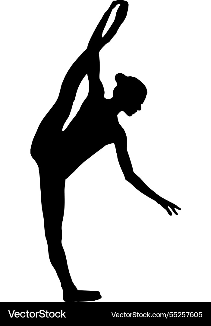 Gymnast performing standing split with leg raised Vector Image