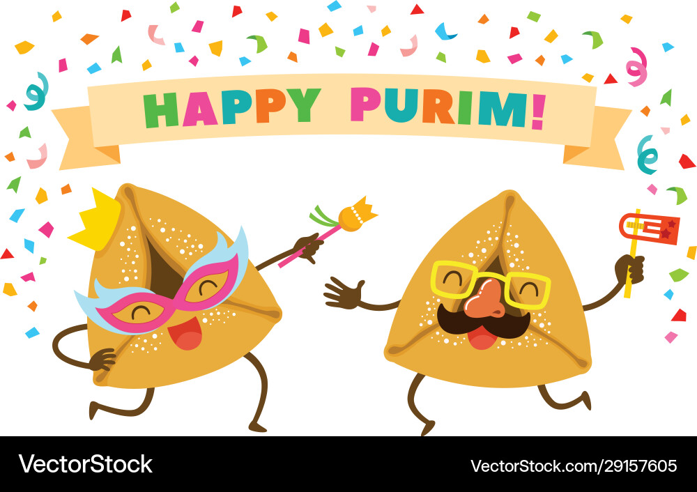 Hamentaschen dancing in a purim party Royalty Free Vector