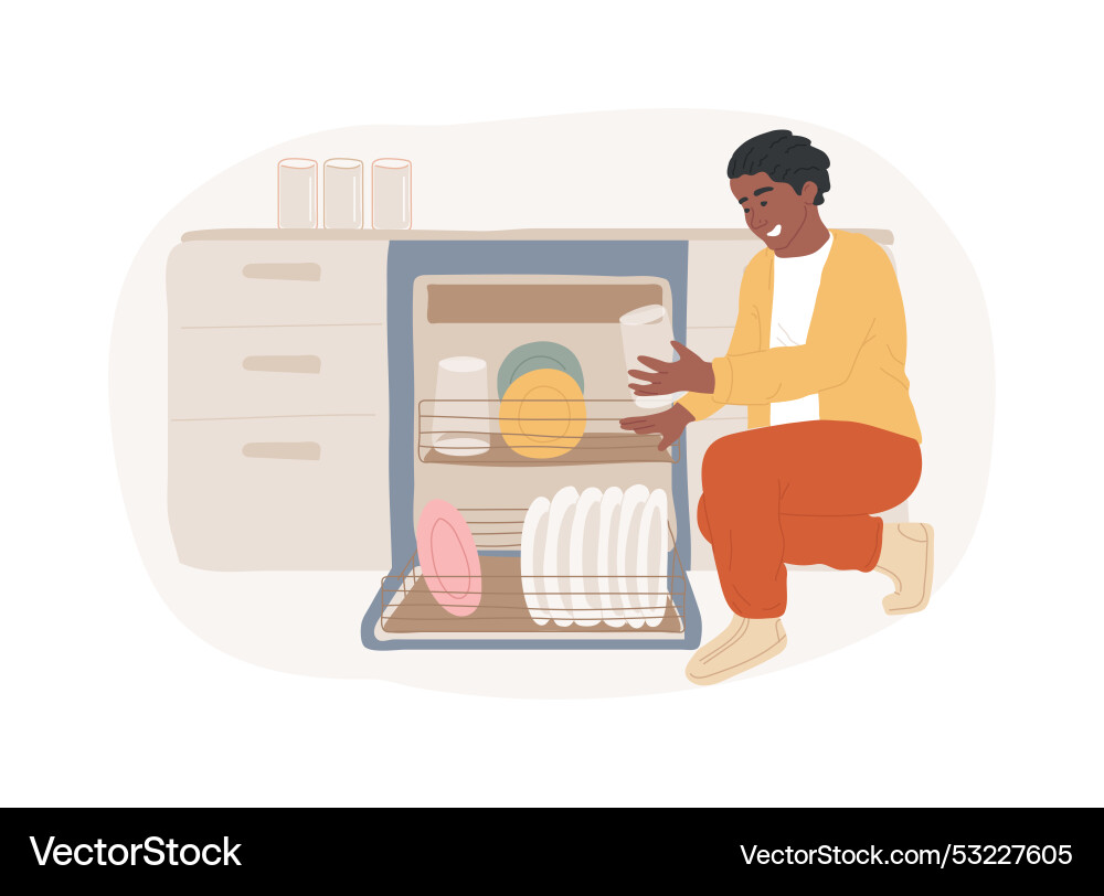 Loading dishwasher isolated cartoon Royalty Free Vector