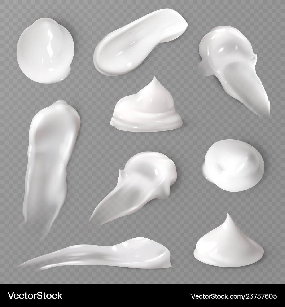 Realistic cosmetic cream smears white creamy drop Vector Image