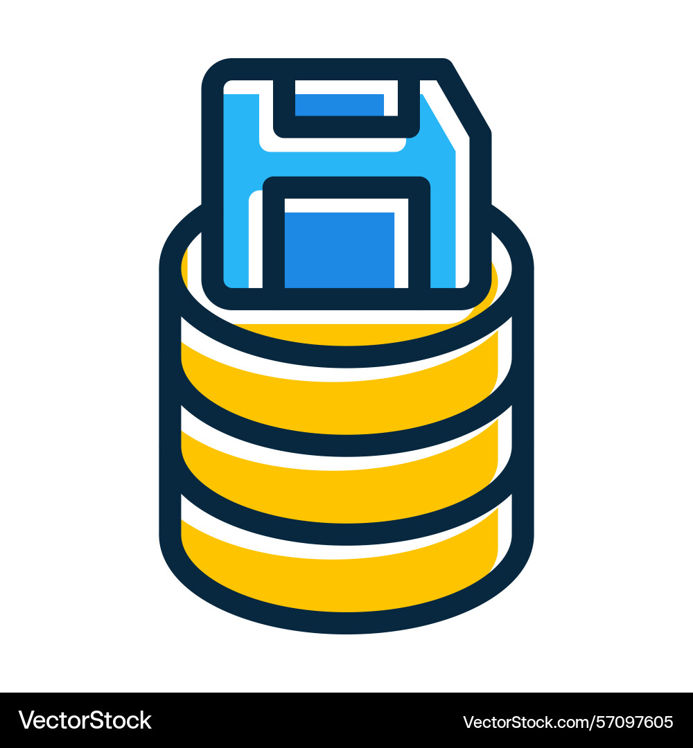 Save data thick line filled dark colors icons Vector Image