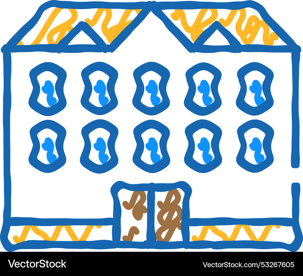 School building icon doodle Royalty Free Vector Image