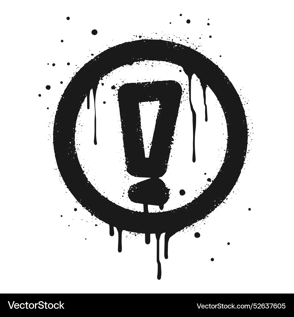 Spray painted graffiti exclamation mark in black Vector Image