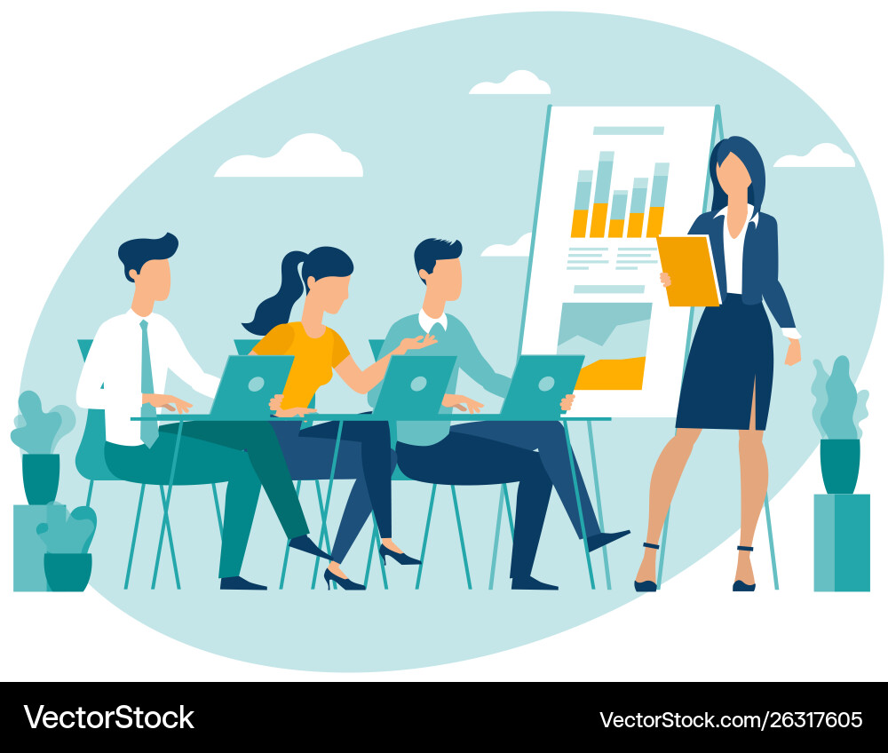 Teacher speaking to students group Royalty Free Vector Image