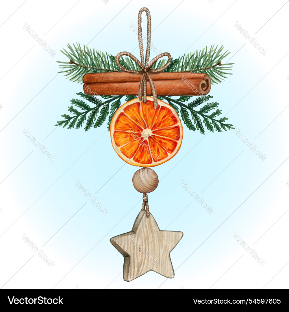 Watercolor hand drawn boho winter decoration Vector Image