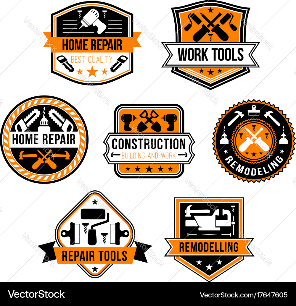 Work tools for home repair icons set Royalty Free Vector