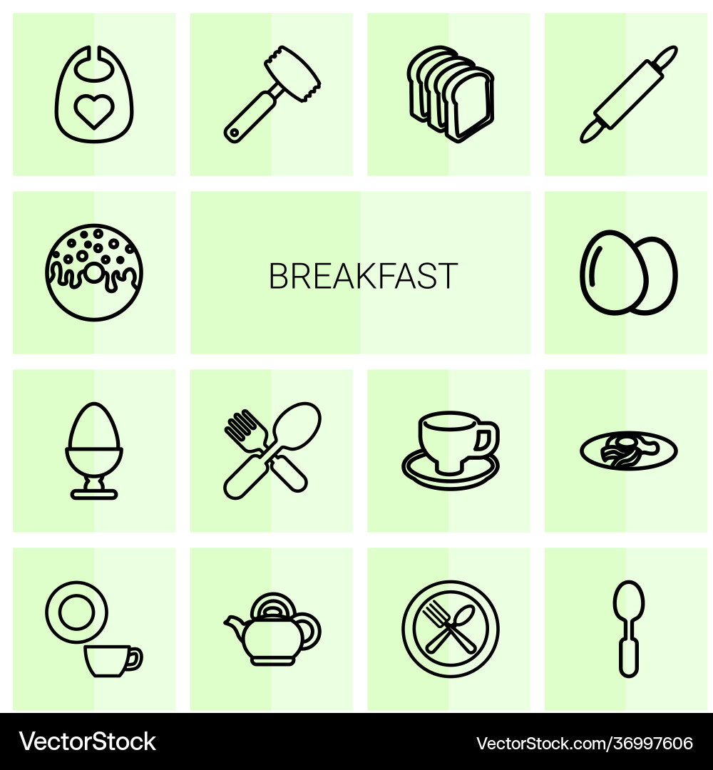 14 breakfast icons Royalty Free Vector Image - VectorStock