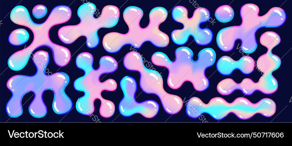3d holo colors abstract liquid shapes set Vector Image