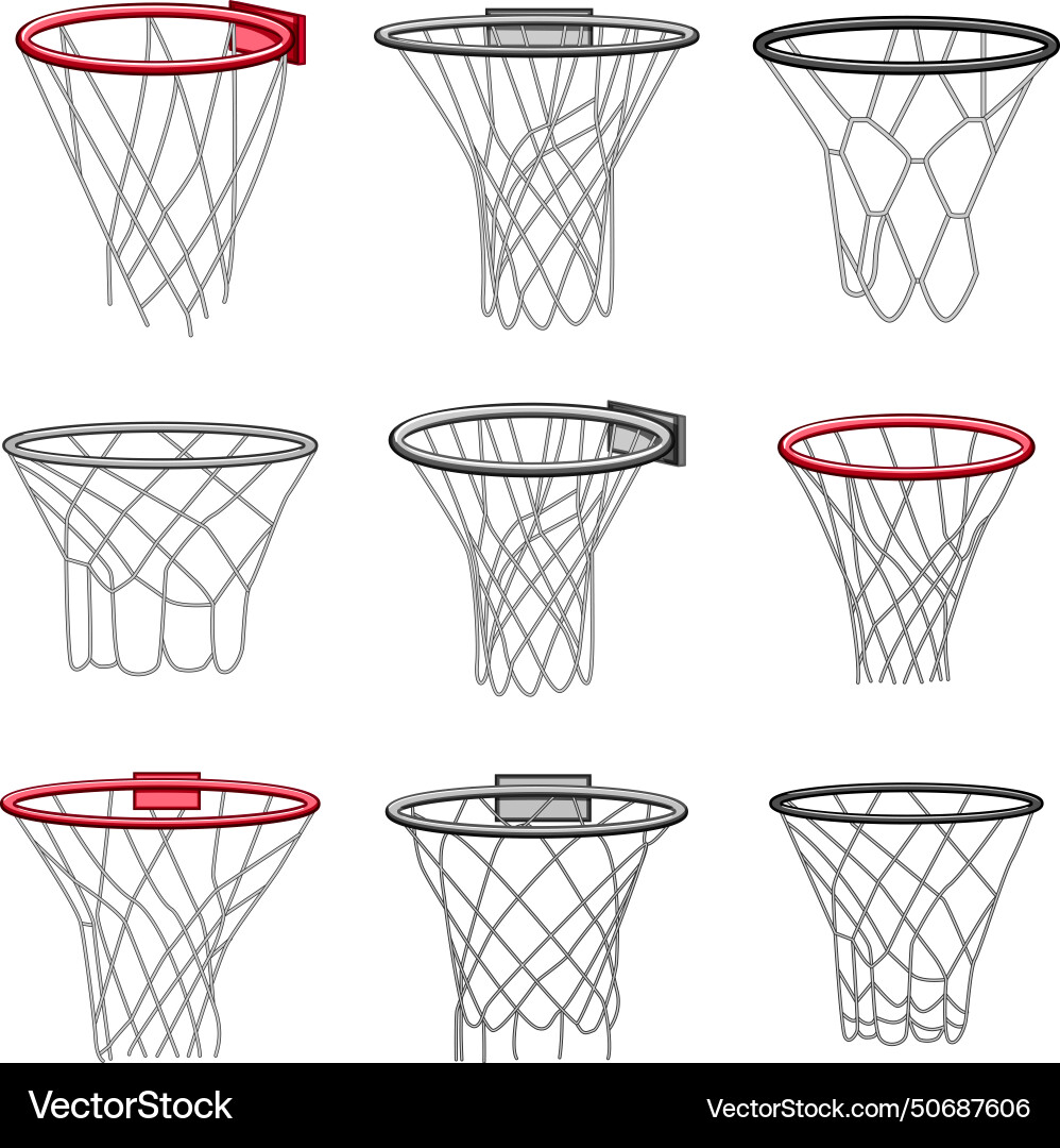 Basketball hoop set cartoon Royalty Free Vector Image