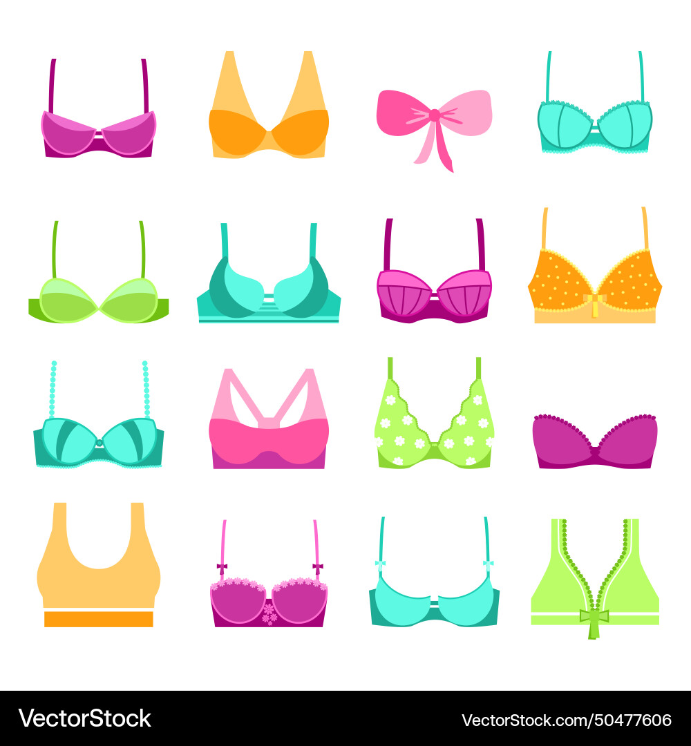 Breast retro bra icons Royalty Free Vector Image