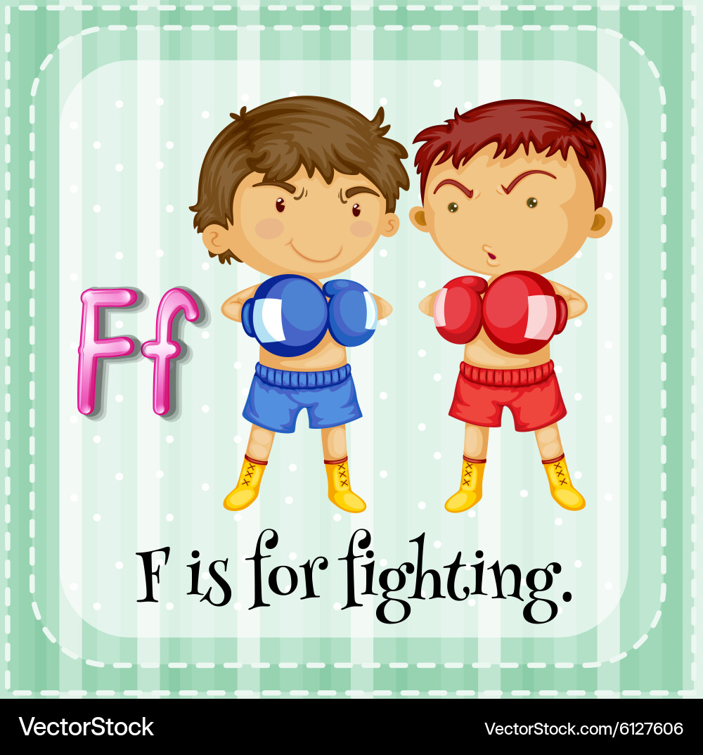 Flashcard letter f is for fighting Royalty Free Vector Image