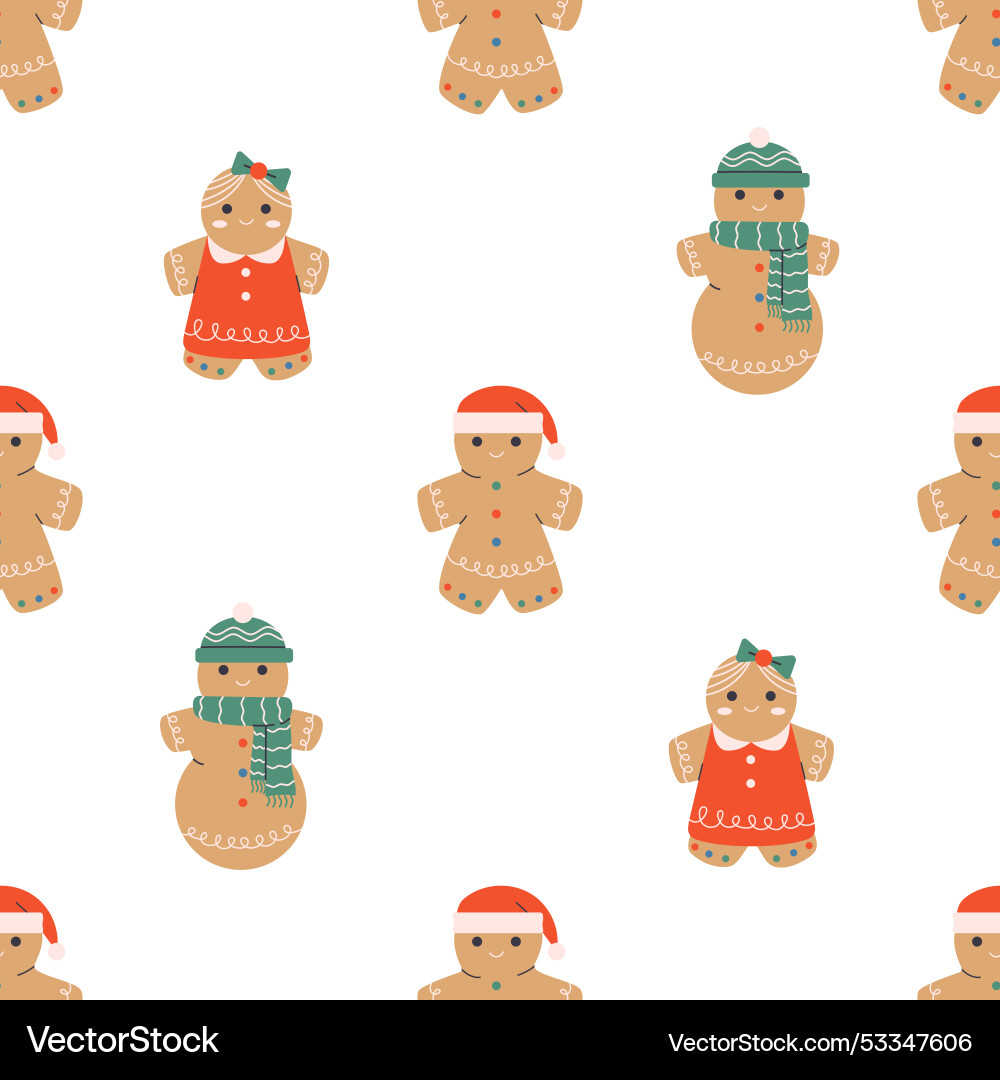 Gingerbread cookies seamless pattern Royalty Free Vector