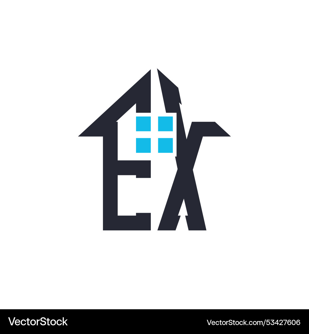 Initials ex house logo design creative letter ex Vector Image