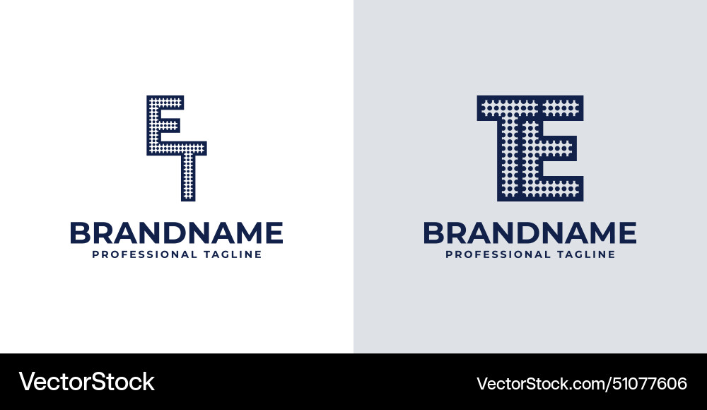 Letters et and te dot monogram logo suitable Vector Image