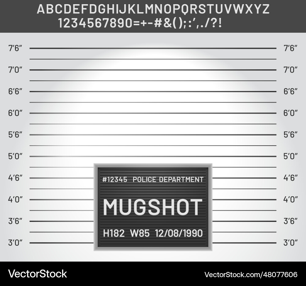 Mugshot template police lineup board Royalty Free Vector