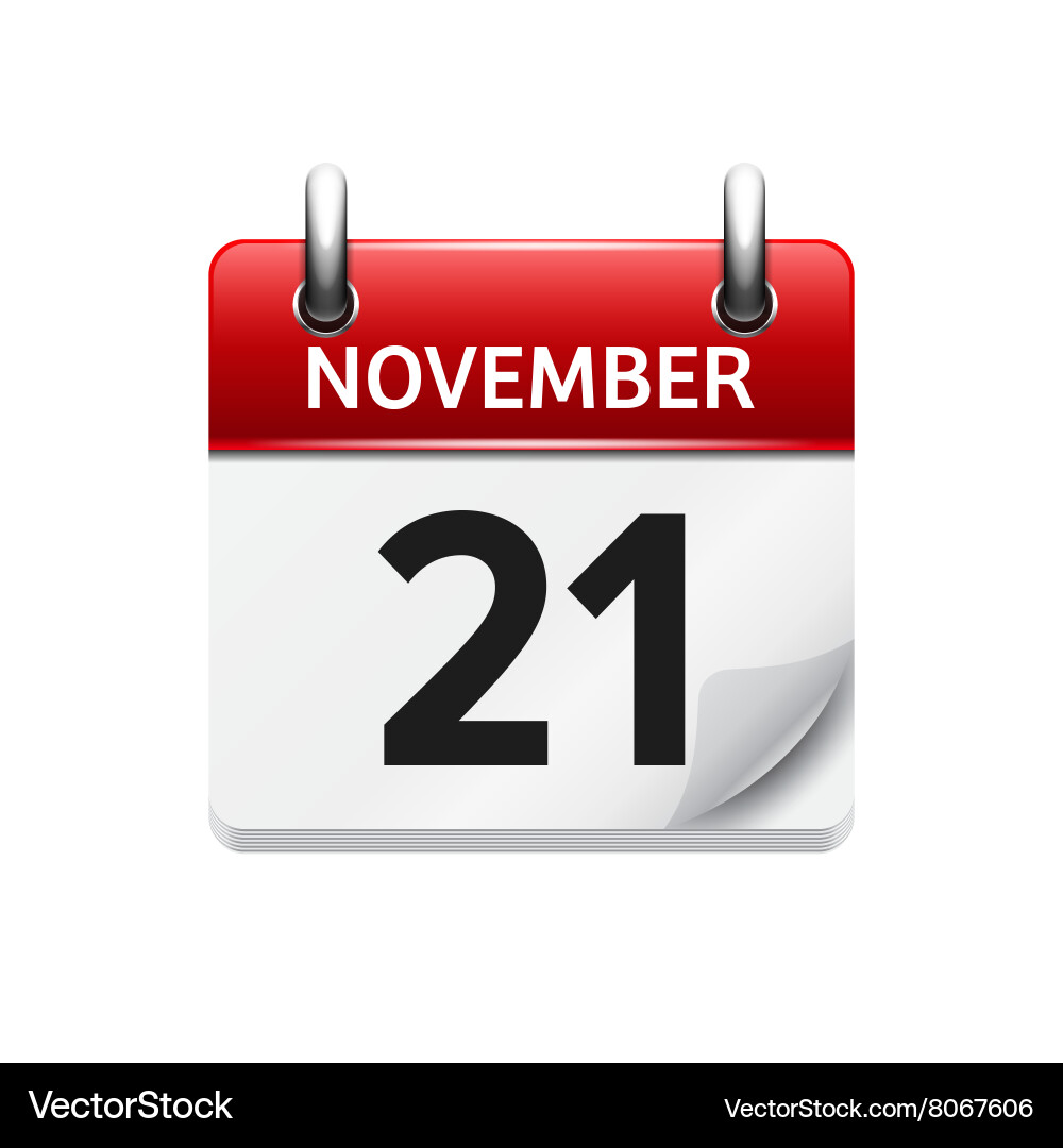 November 21 flat daily calendar icon Royalty Free Vector