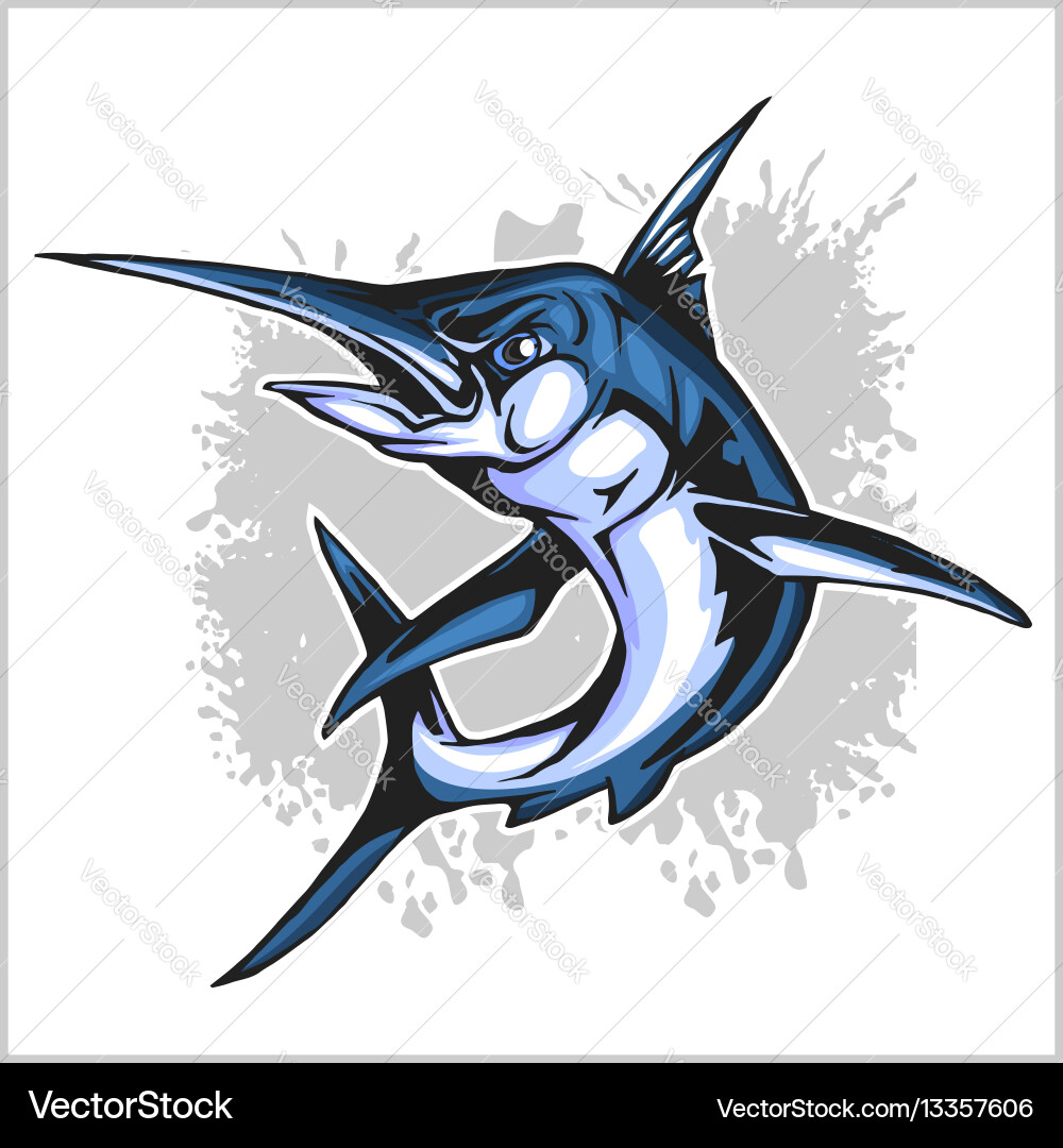 Realistic blue marlin fish Royalty Free Vector Image