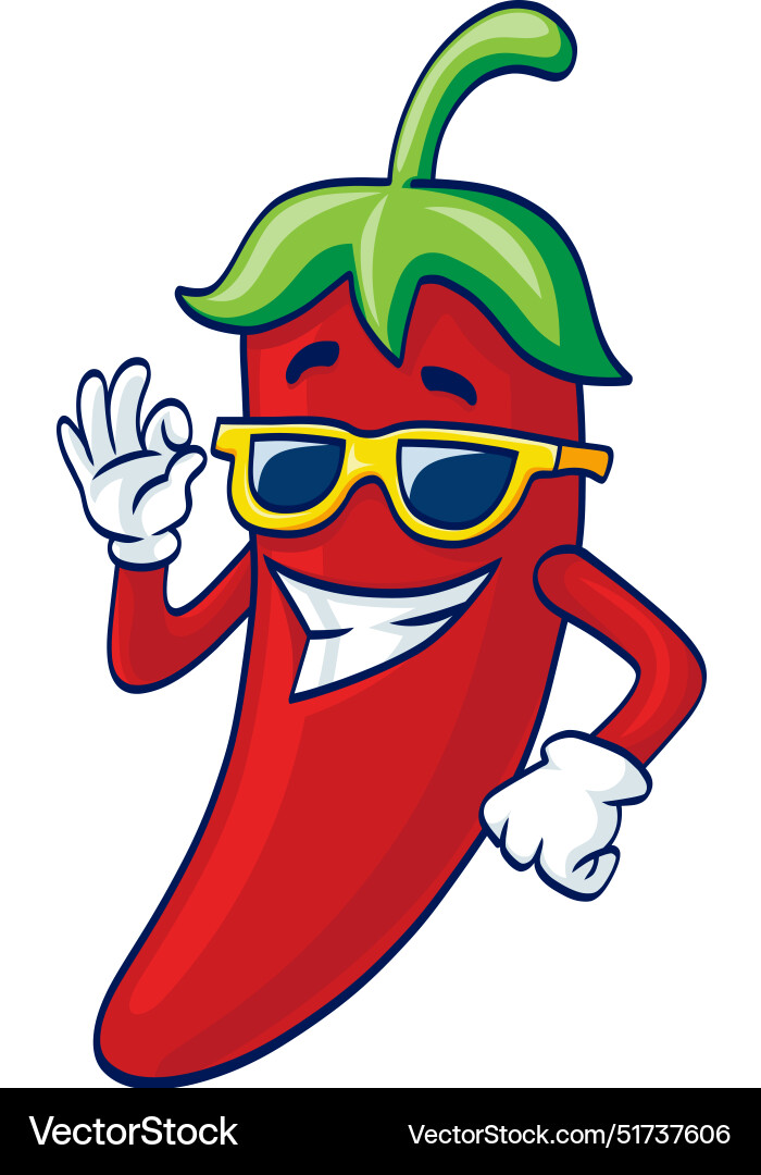 Red chili cartoon mascot logo design template Vector Image