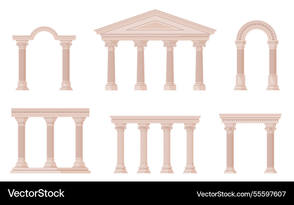 Antique arches ancient greek columns marble Vector Image