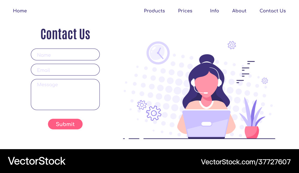 Contact us web page design template in flat style Vector Image
