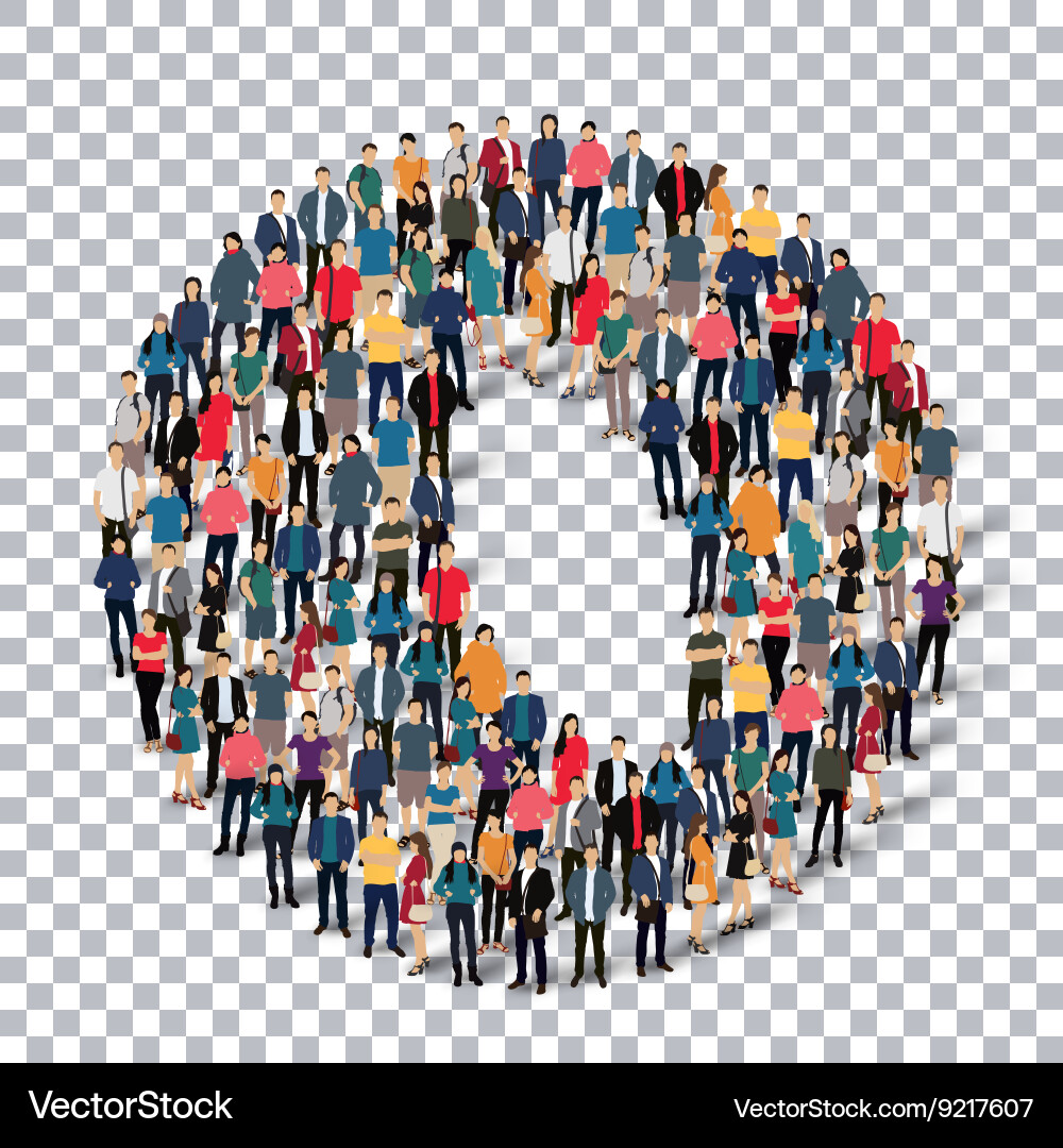 Group of People Forming Letter O Royalty Free Vector Image