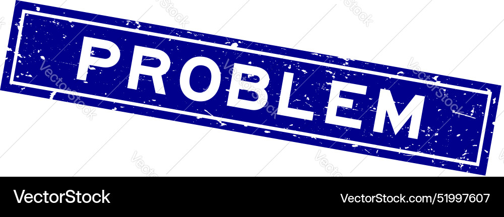 Grunge blue problem word square rubber seal stamp Vector Image