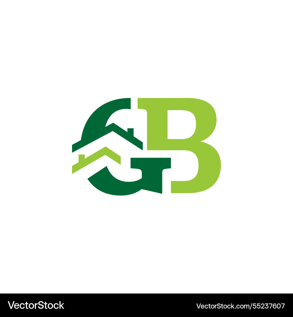 Initials gb design modern green house logo Vector Image