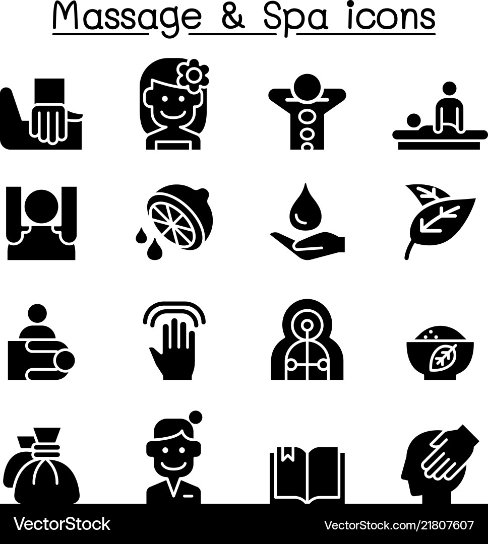 Massage spa icon set Royalty Free Vector Image