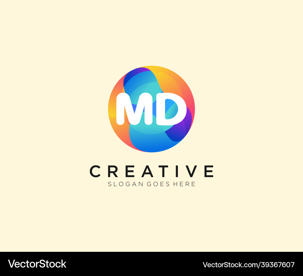 Md initial logo with colorful circle template Vector Image
