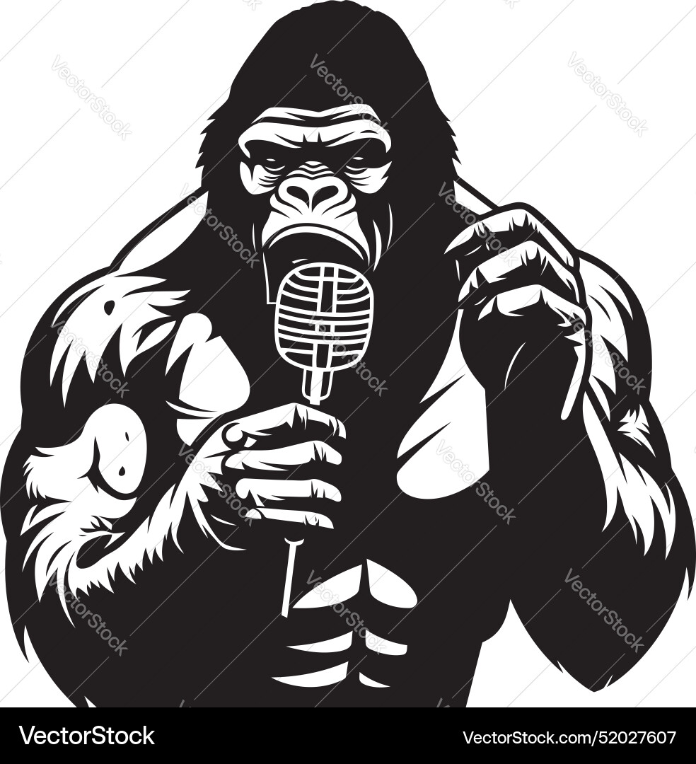 Mic mastery black logo design sonic simian Vector Image