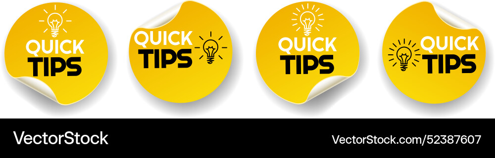 Quick tips sticker set Royalty Free Vector Image