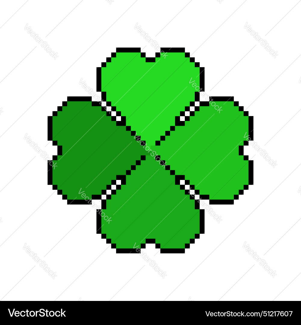 Shamrock pixel art clover pixelated 8bit sign Vector Image