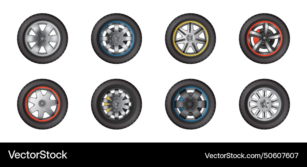 Tires realistic set Royalty Free Vector Image - VectorStock