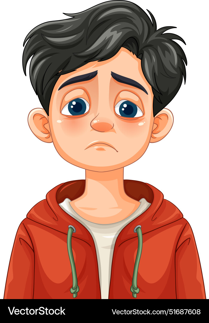 Cartoon Boy Worried