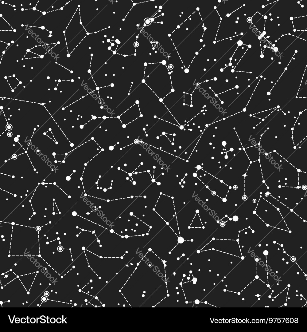 Constellations seamless pattern on dark sky Vector Image