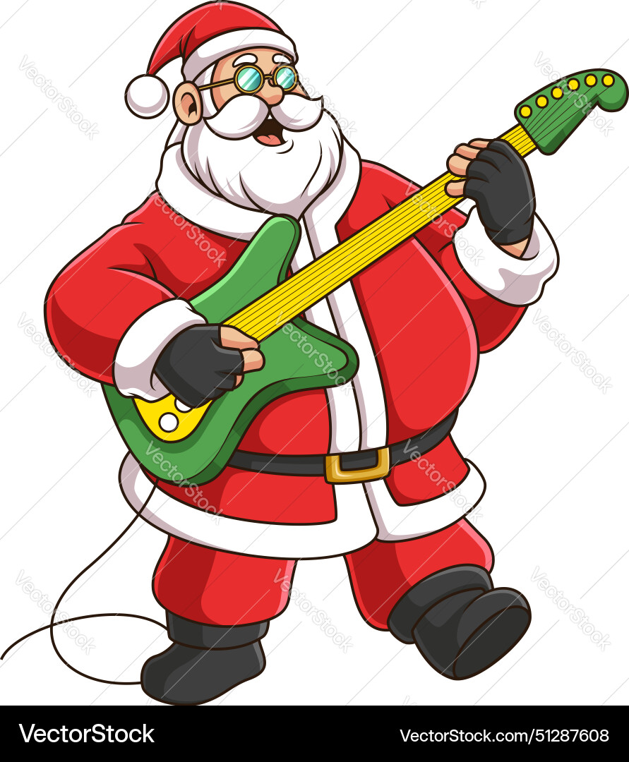 Cool santa claus playing guitar Royalty Free Vector Image