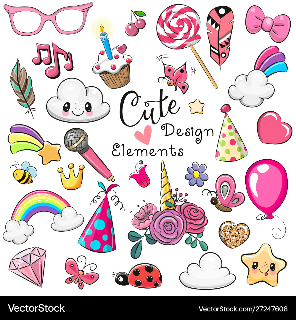 Cute Pastel Elements Collection Royalty Free Vector Image