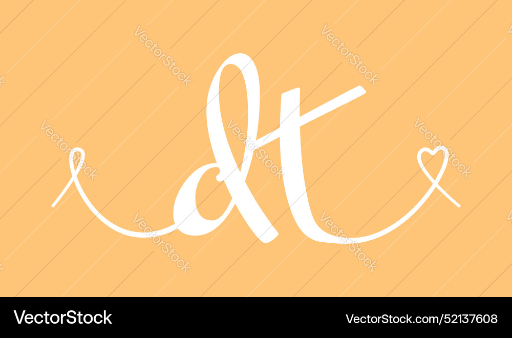 Dt initial wedding monogram calligraphy hand Vector Image