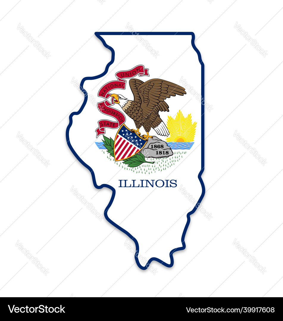 Illinois il flag in state map shape symbol Vector Image