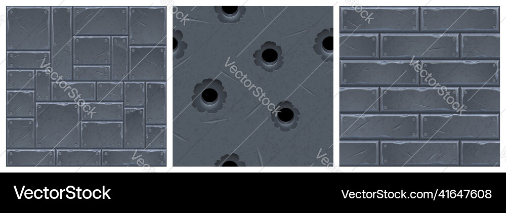 Metal textures seamless background for game set Vector Image