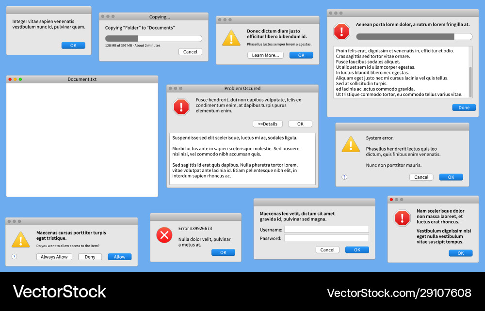 Modern PC User Interface Mockup Royalty Free Vector Image
