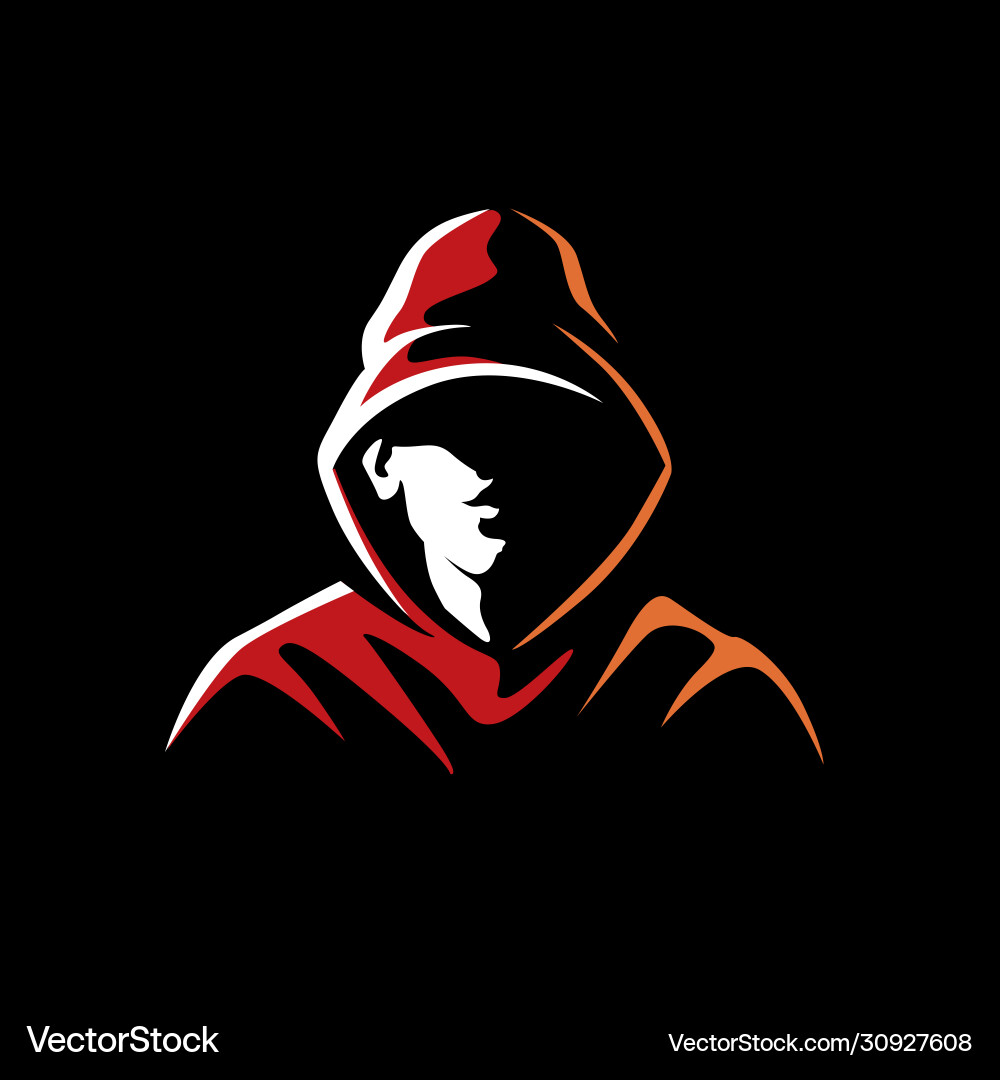 Mysterious man in a hood on dark background Vector Image