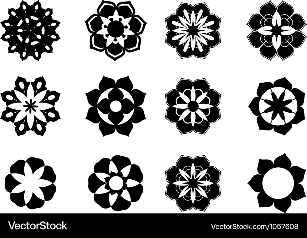 Set of graphic flowers Royalty Free Vector Image