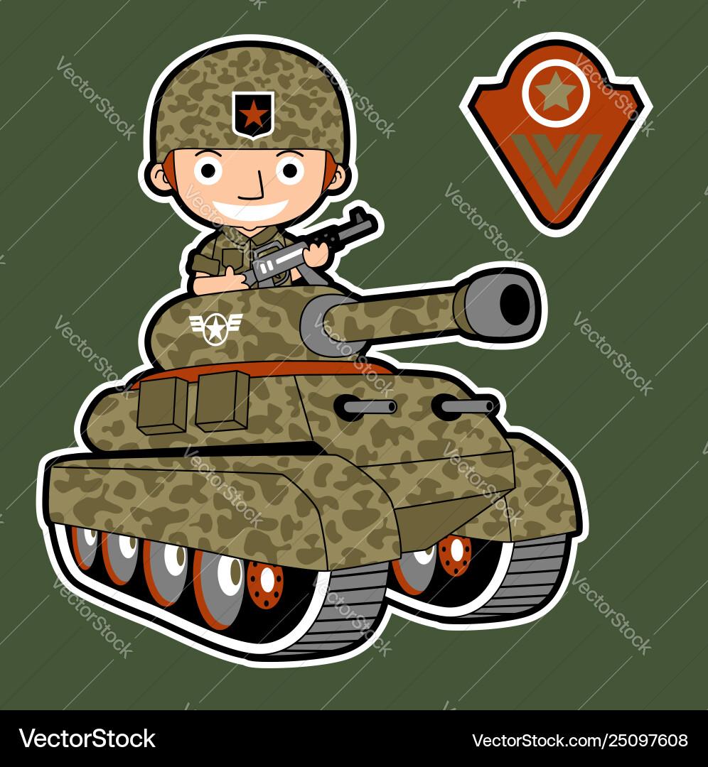Soldier cartoon on armored vehicle Royalty Free Vector Image