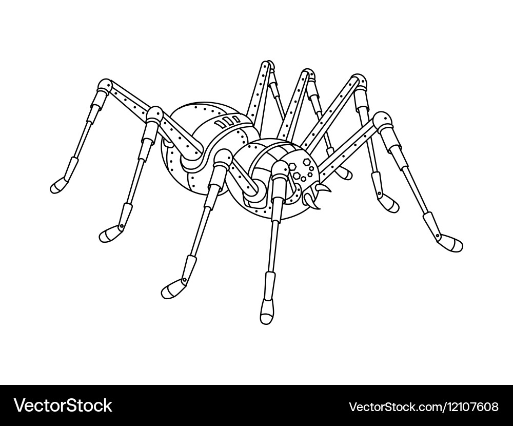 Steampunk style spider coloring book Royalty Free Vector