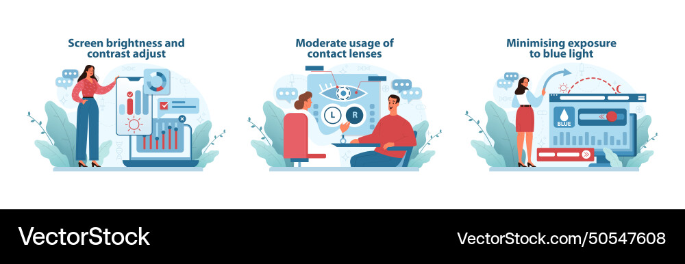 Vision health strategy set Royalty Free Vector Image