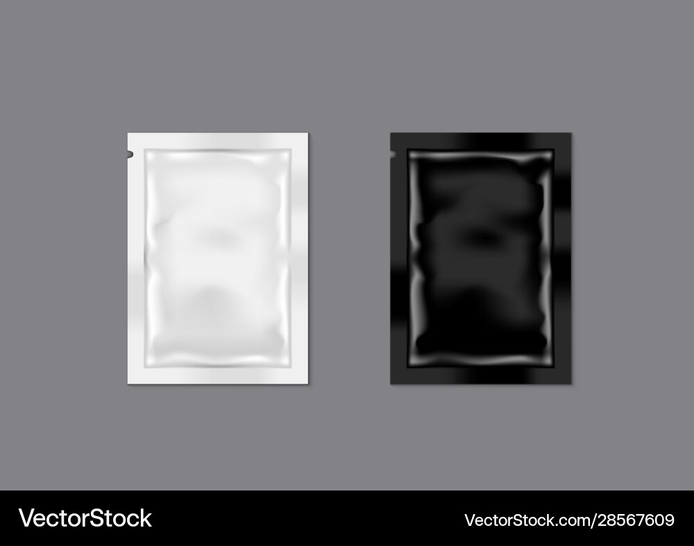 Blank black and white mini sachet packet Vector Image